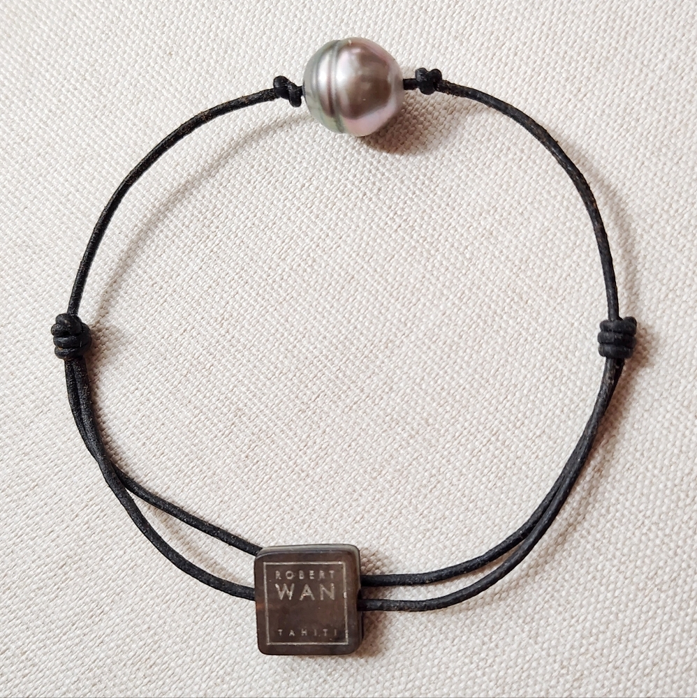 Robert Wan Jewelry Tahitian Black Pearl Adjustable Br… - Gem